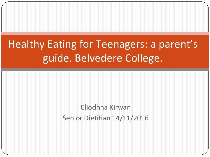 Healthy Eating for Teenagers a parents guide Belvedere