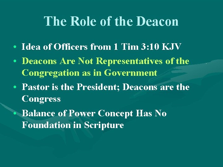 THE ROLE OF THE DEACON ACTS 6 1