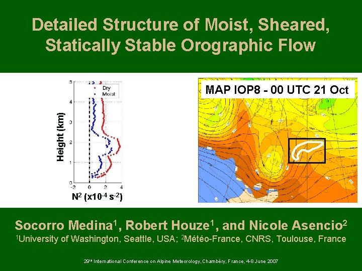 Detailed Structure of Moist Sheared Statically Stable Orographic