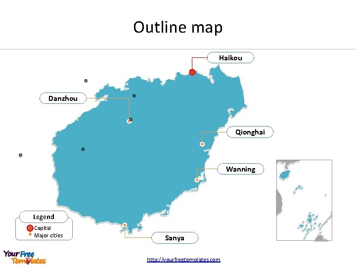 Outline map Haikou Danzhou Qionghai Wanning Legend Capital