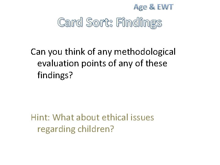 EWT and Anxiety Lesson Objectives To KNOW UNDERSTAND