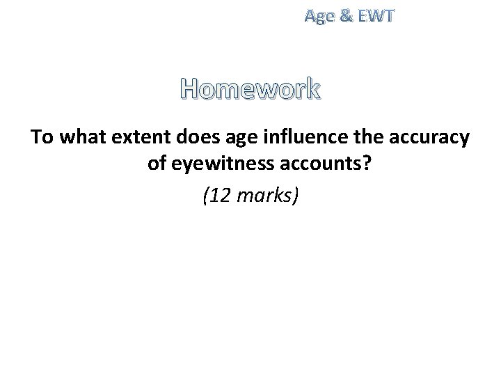 EWT and Anxiety Lesson Objectives To KNOW UNDERSTAND