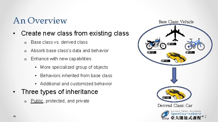 An Overview Base Class Vehicle Create new class