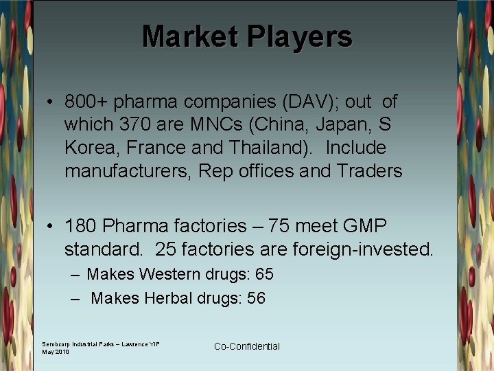 VIETNAM PHARMACEUTICALS INDUSTRY Sembcorp Industrial Parks Lawrence YIP