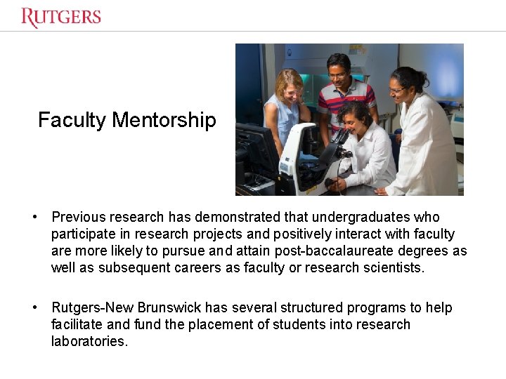 A mentored research experience for undergraduates can provide