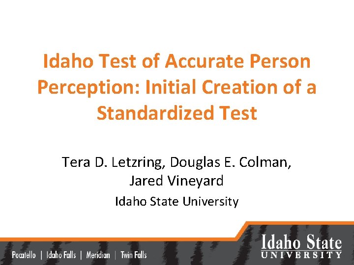Idaho Test of Accurate Person Perception Initial Creation
