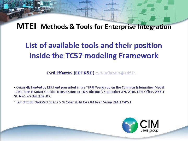 MTEI Methods Tools for Enterprise Integration List of