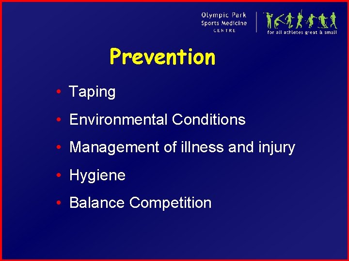 Prevention and Management of Injuries Craig Bosworth Musculoskeletal