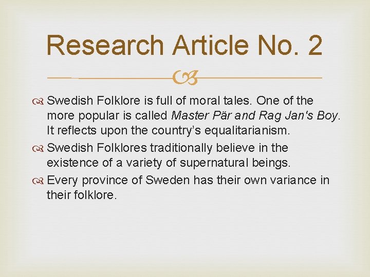 Swedish Folktales By Christen Reid and Madison Fields