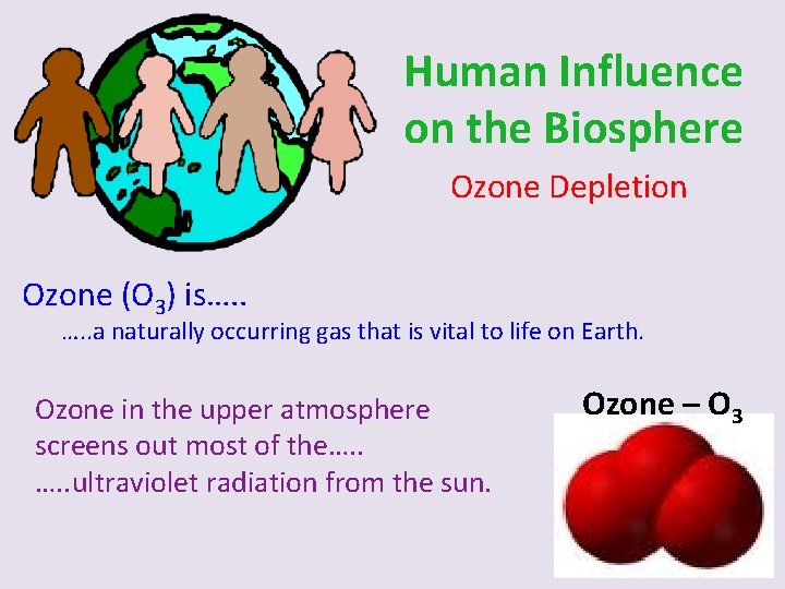Human Influence on the Biosphere Ozone Depletion Ozone