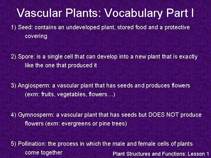 Life Science Unit Overview Chapter 1 Structure of