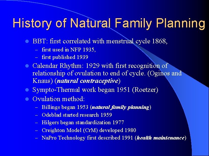 Natural Family Planning Program of St Michaels Hospital