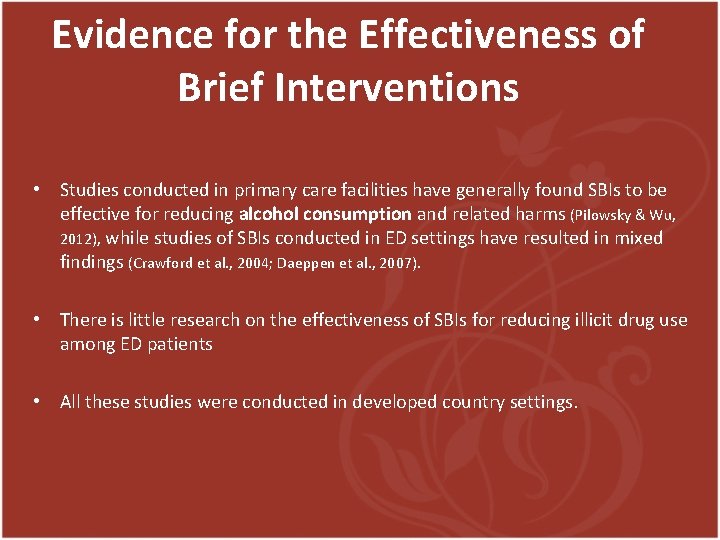 Brief interventions to address substance use among patients