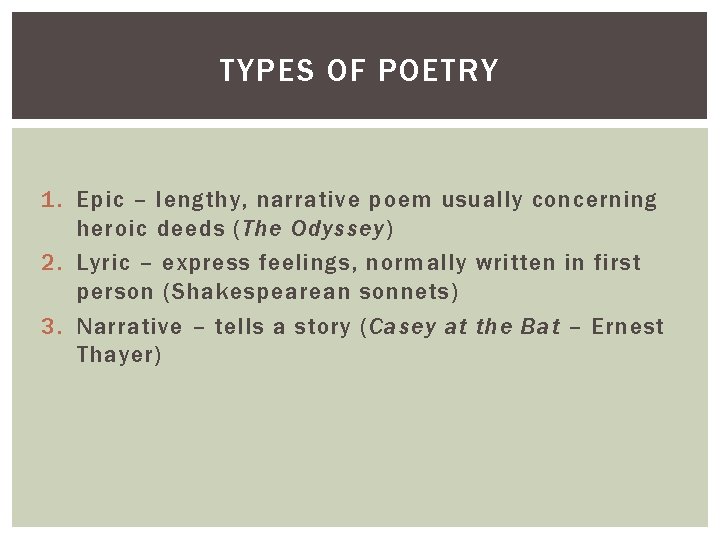 INTRODUCTION TO POETRY POETRY a literary work in