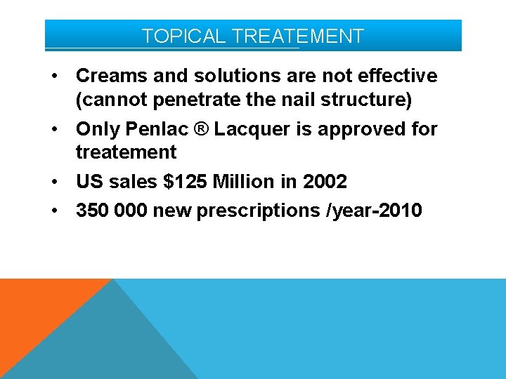 INNOVATIVE TOPICAL ANTIFUNGAL ONYCHOMYCOSIS Fungal Infection of nails