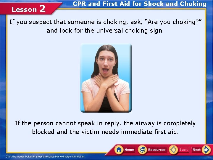 Lesson 2 CPR and First Aid for Shock