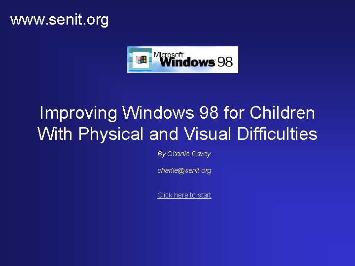 www senit org Improving Windows 98 for Children