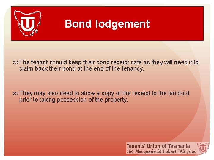 Tenants Union of Tasmania Inc Lesson Two Beginning