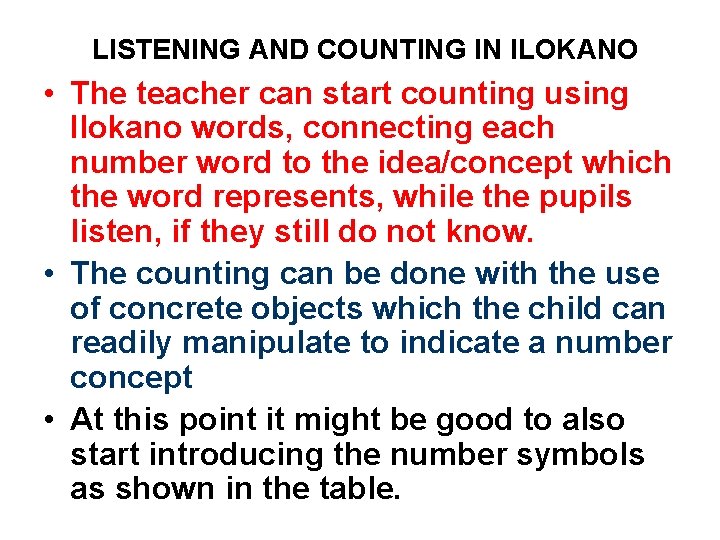 USING ILOKANO IN TEACHING BASIC NUMBER CONCEPTS AND