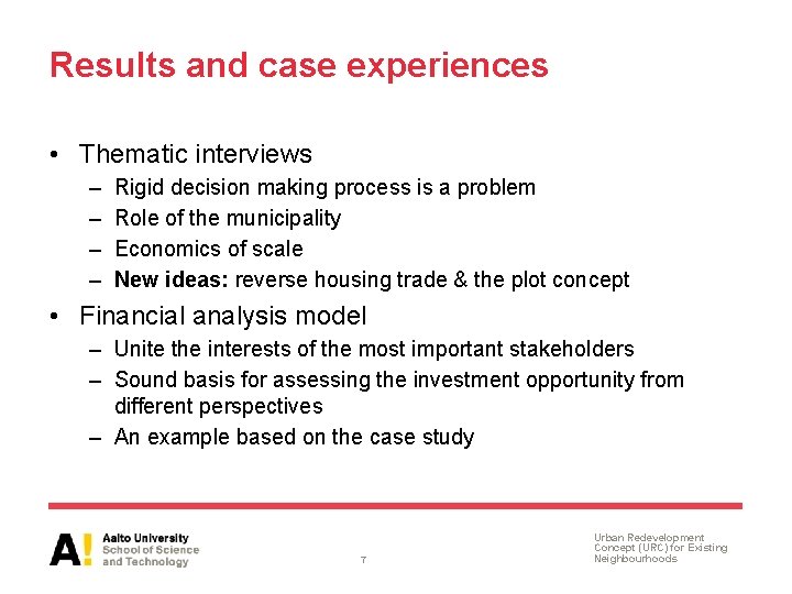 Urban Redevelopment Concept URC for Existing Neighbourhoods ERES