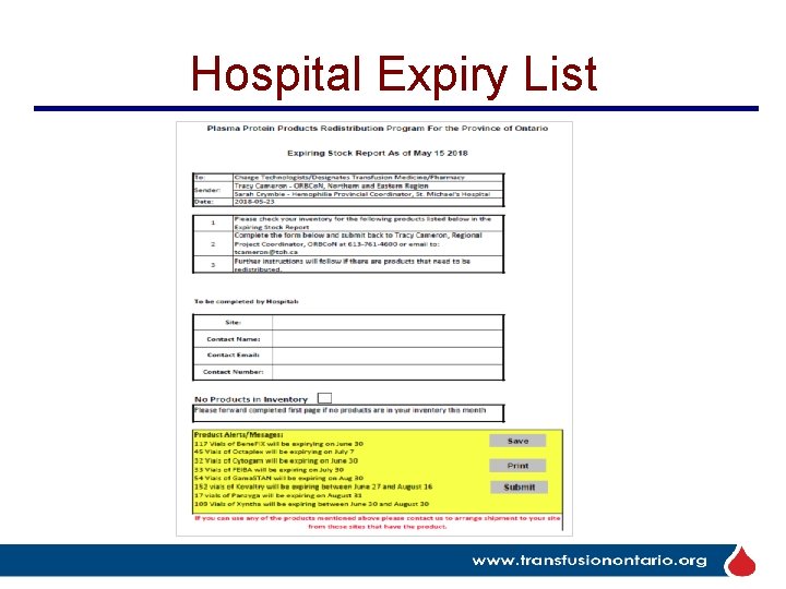 Provincial Redistribution Program for Transfusion Services in Ontario
