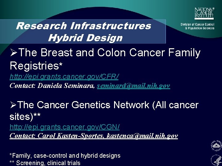 Cancer Risk Prediction Models Workshop Current Population Resources