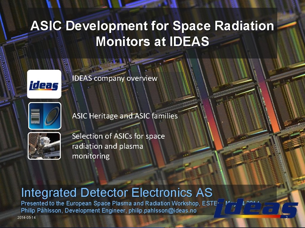 ASIC Development for Space Radiation Monitors at IDEAS