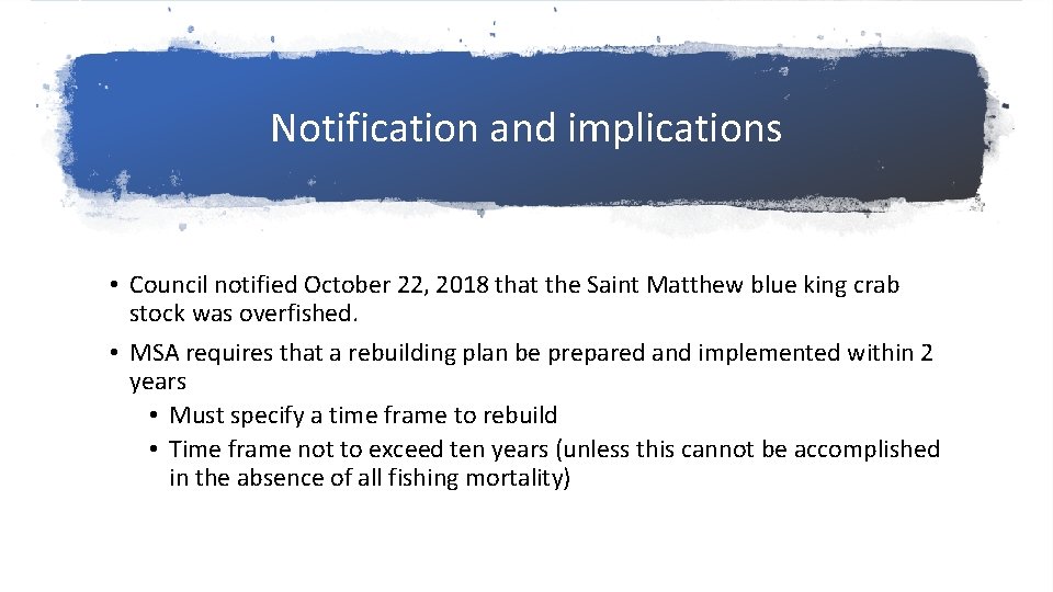 Saint Matthew Blue King Crab rebuilding progress plans