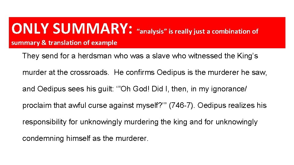 Summary vs Analysis How to MAKE or BREAK