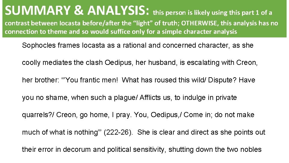 Summary vs Analysis How to MAKE or BREAK