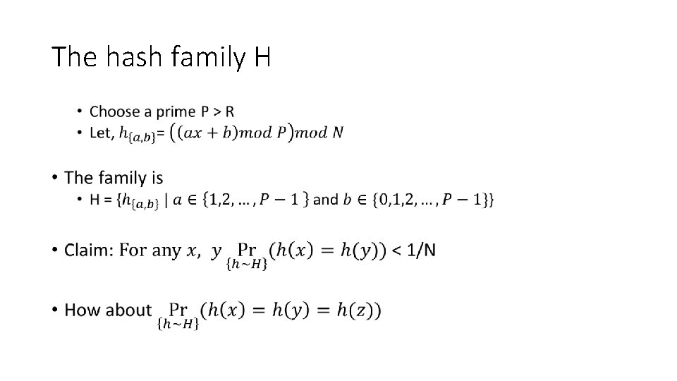 Pseudorandom number Universal Hashing Chaining and LinearProbing COMP