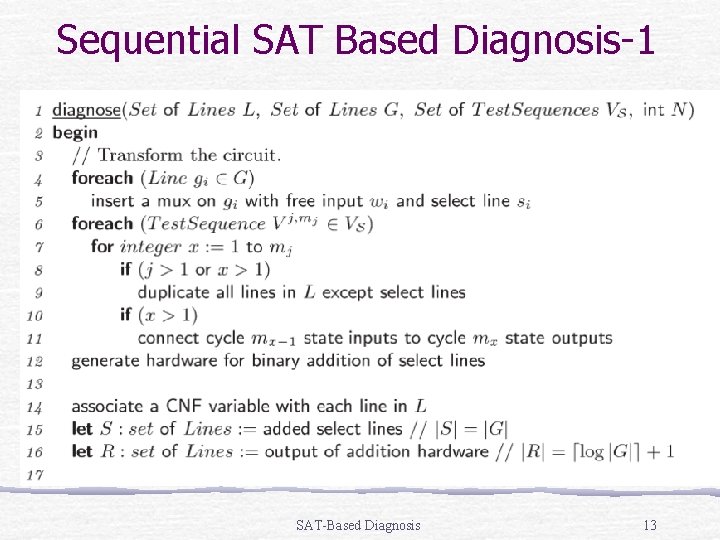Fault Diagnosis SATBased Diagnosis The Diagnosis Problem General