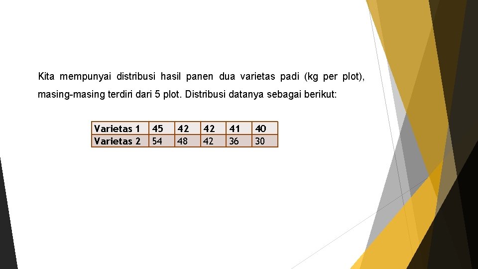 Ukuran penyebaran Measures of Dispersion Kita mempunyai distribusi