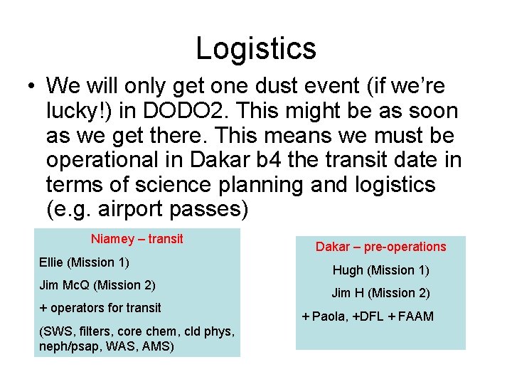 Implications for SOP 23DODO 2 Ellie Highwood Logistics