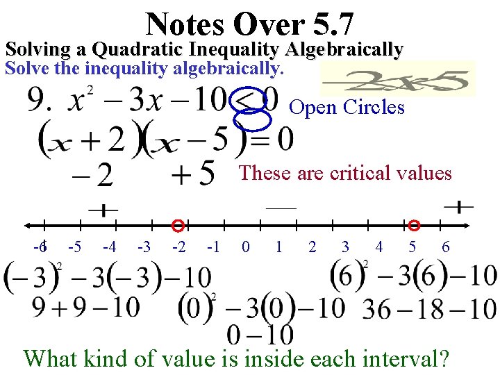 Notes Over 5 7 Graphing a Quadratic Inequality