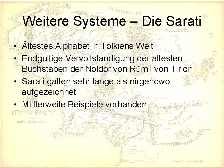 Strukturkurs Quenya Sindarin Tolkiens Elbensprachen Schriftsysteme Teil 2