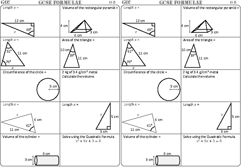 go gcse Formulae HB Volume of the rectangular