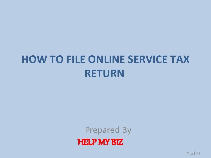 HOW TO FILE ONLINE SERVICE TAX RETURN Prepared