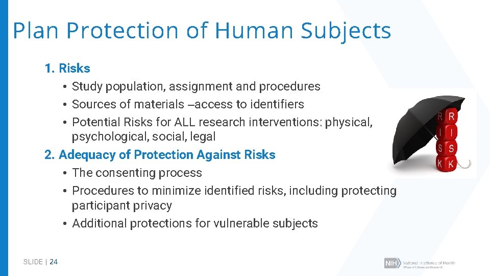 An Overview of NIH Policies on Human Subjects