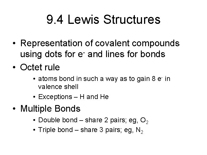 Honors Chemistry Chapter 9 Chemical Bonding I 9
