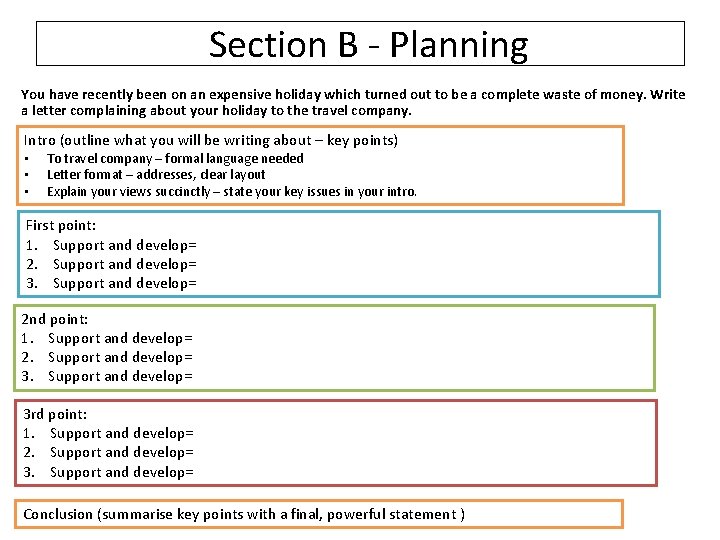 Section B Planning Group planning You have 6
