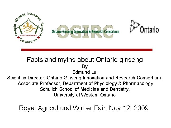 Facts and myths about Ontario ginseng By Edmund
