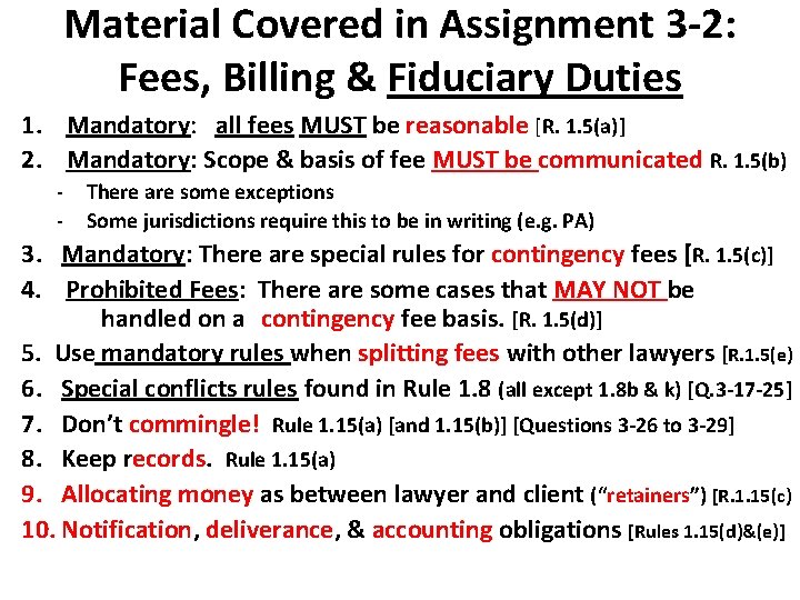 Material Covered in Assignment 3 2 Fees Billing