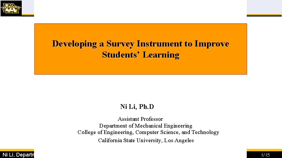 Developing a Survey Instrument to Improve Students Learning