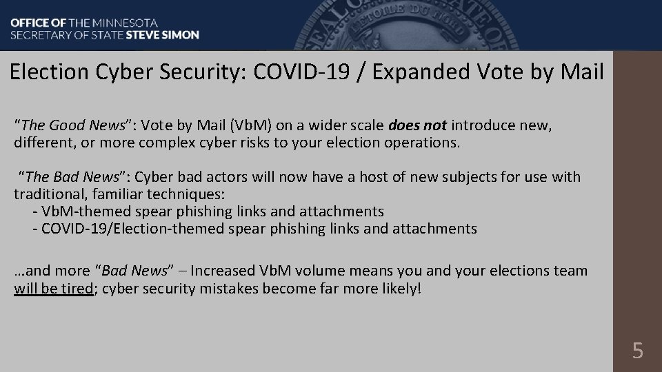 Election Security Cyber Navigator Update 2020 Minnesota County