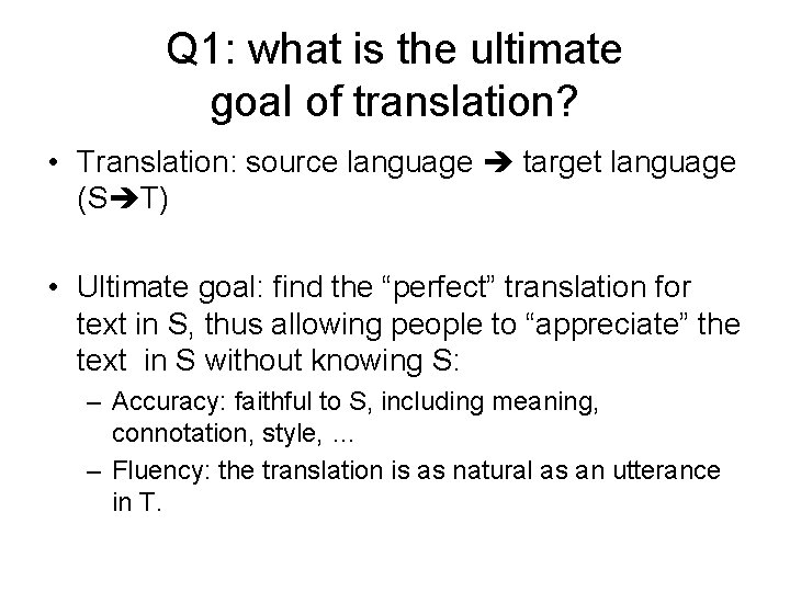 Machine translation I MT overview Ling 571 Fei
