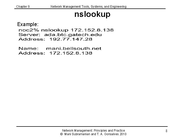 Chapter 9 Network Management Tools Systems and Engineering