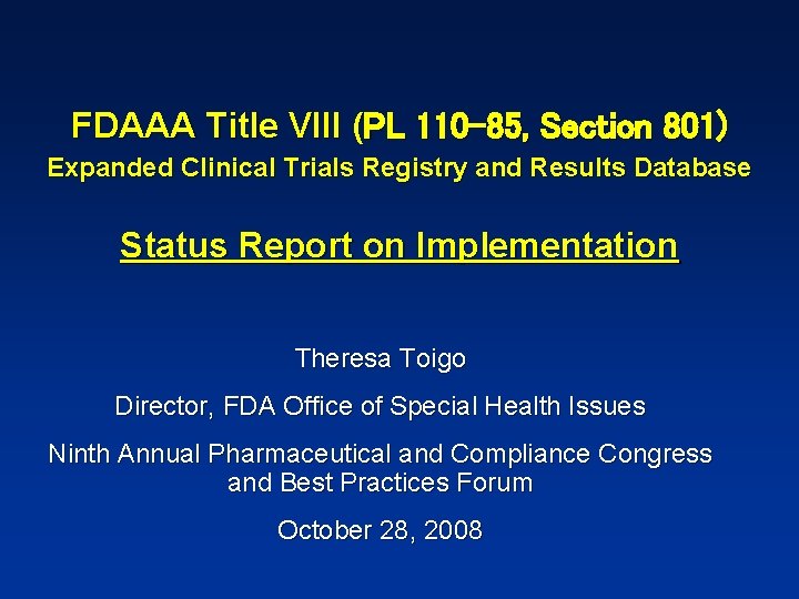FDAAA Title VIII PL 110 85 Section 801