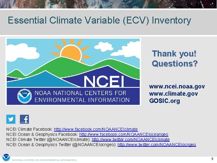 Essential Climate Variable ECV Inventory Christina J Liefde