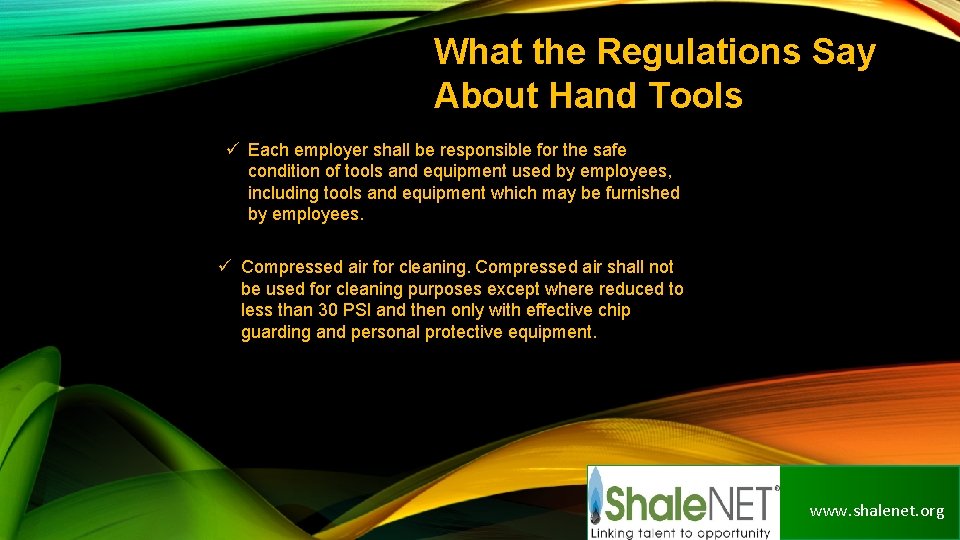 TOOL IDENTIFACATION USAGE SAFETY Hand tools www shalenet